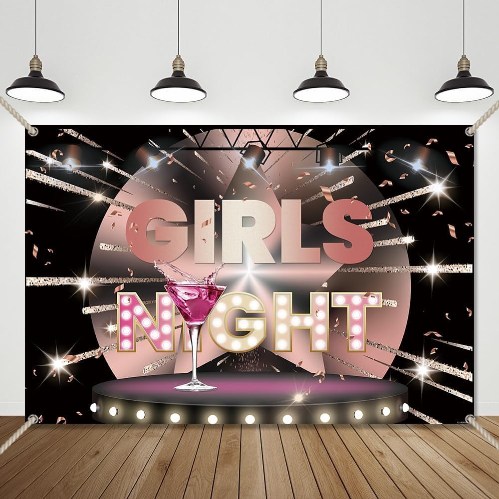 Black and Pink Girls Night Photography Backdrop Rose Gold Bridal Shower ...