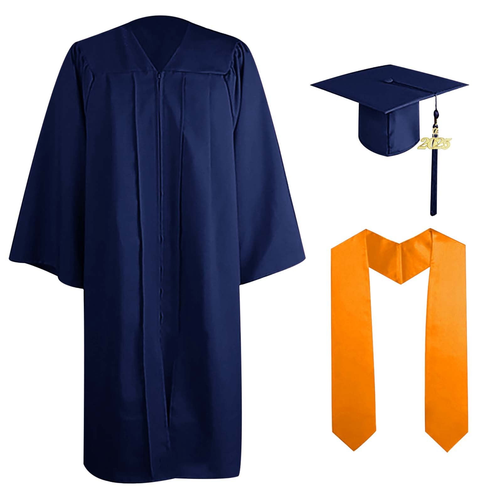 Black Pink Graduation Gown And Tassel Cap 2025 Scarf 3 Piece Set Men ...