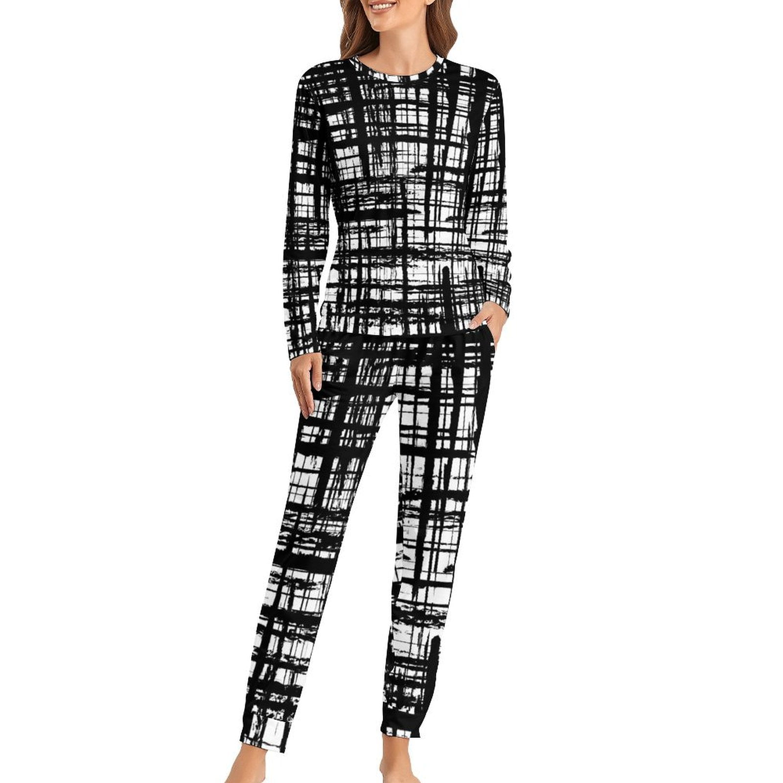 Black Pink Graffit Pajamas Letter Print Kawaii Pajama Sets Lady 2 Piece ...