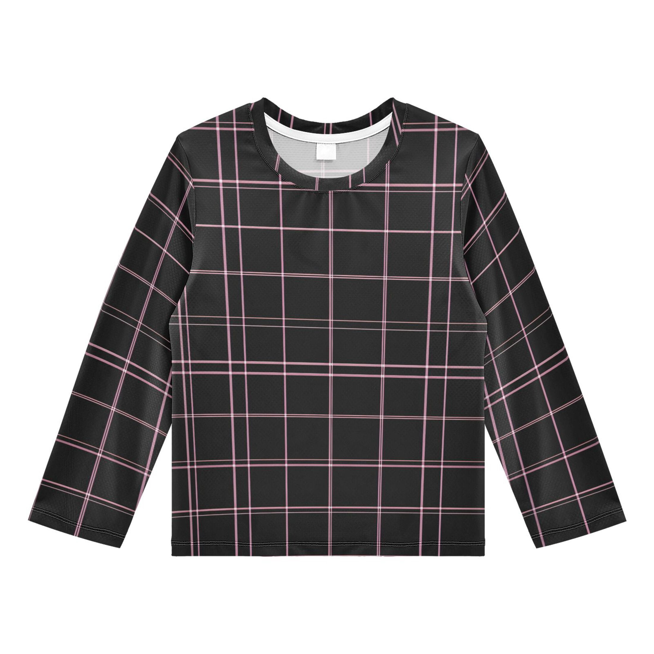 Black Pink Grid Pattern Boys' Rash Guard Shirts UPF 50 Plus Sun ...
