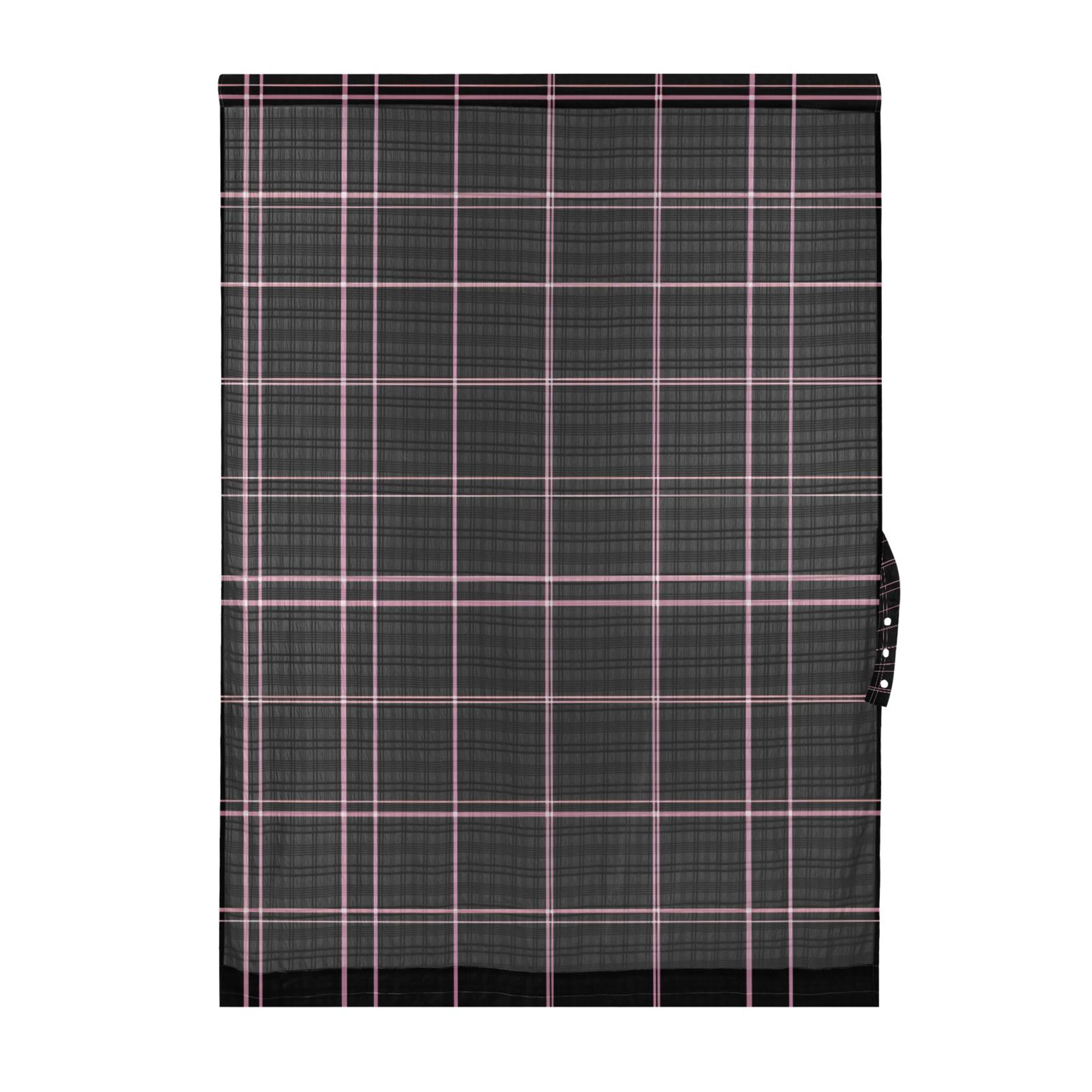 Black Pink Grid Pattern Door Curtain Sheer Privacy Light Filtering ...