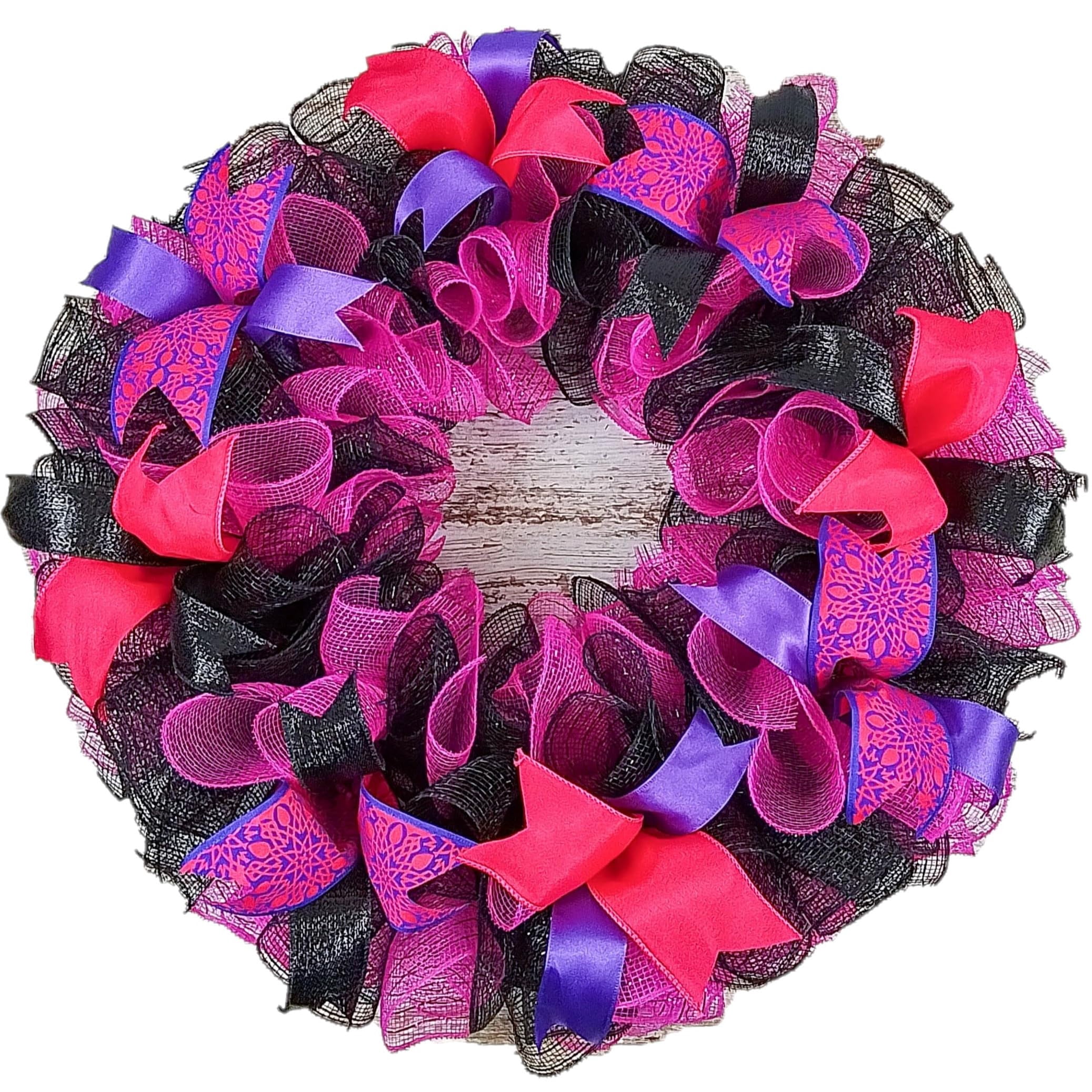 Black Pink Mesh Door Wreath - Everyday Front Door Outdoor Wreath ...