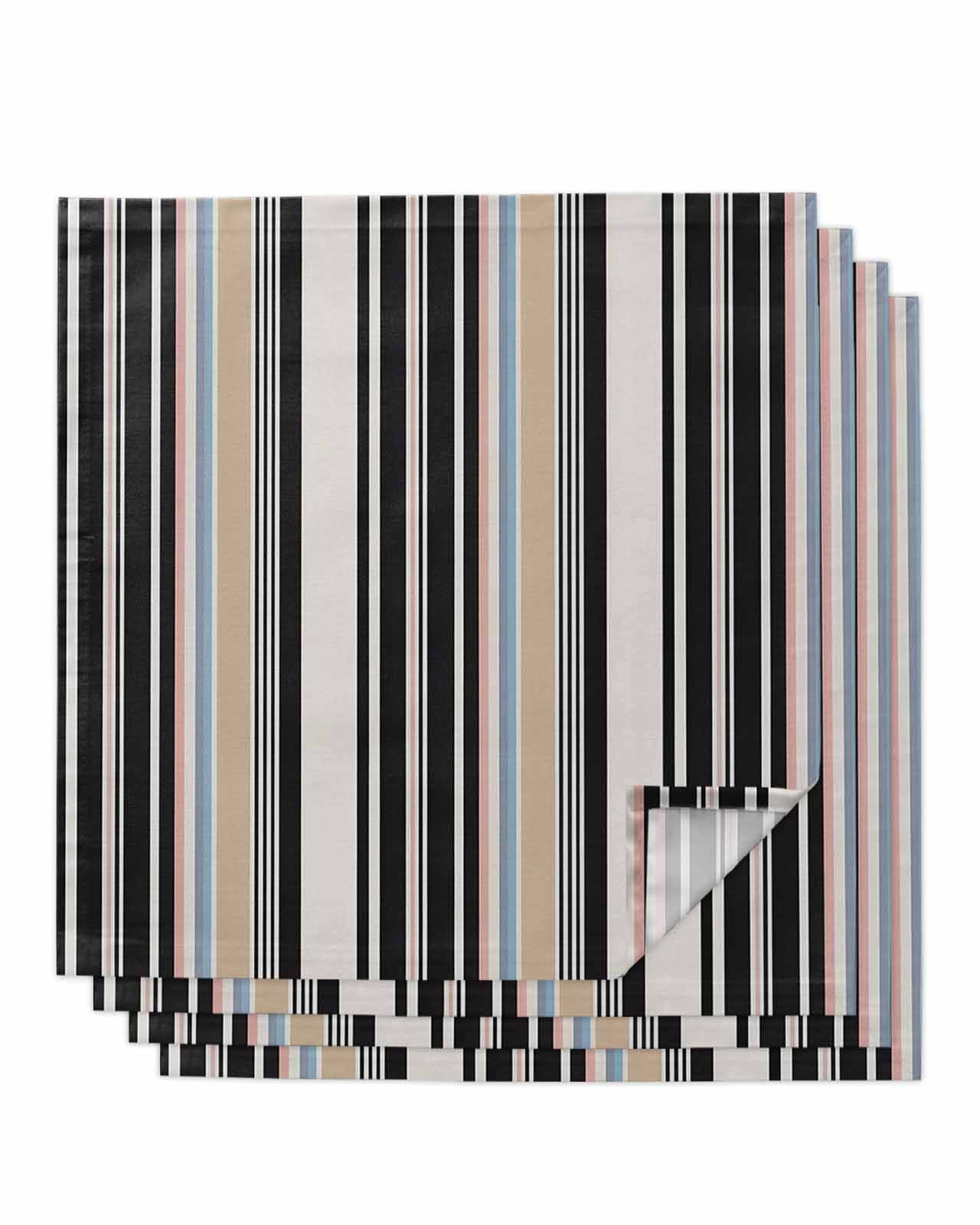 Black Pink Striped Cloth Napkins Set of 4 Reusable Dinner Napkins ...