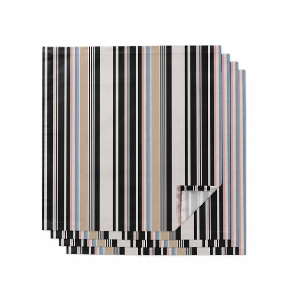 Black Pink Striped Cloth Napkins Set of 4 Reusable Dinner Napkins ...