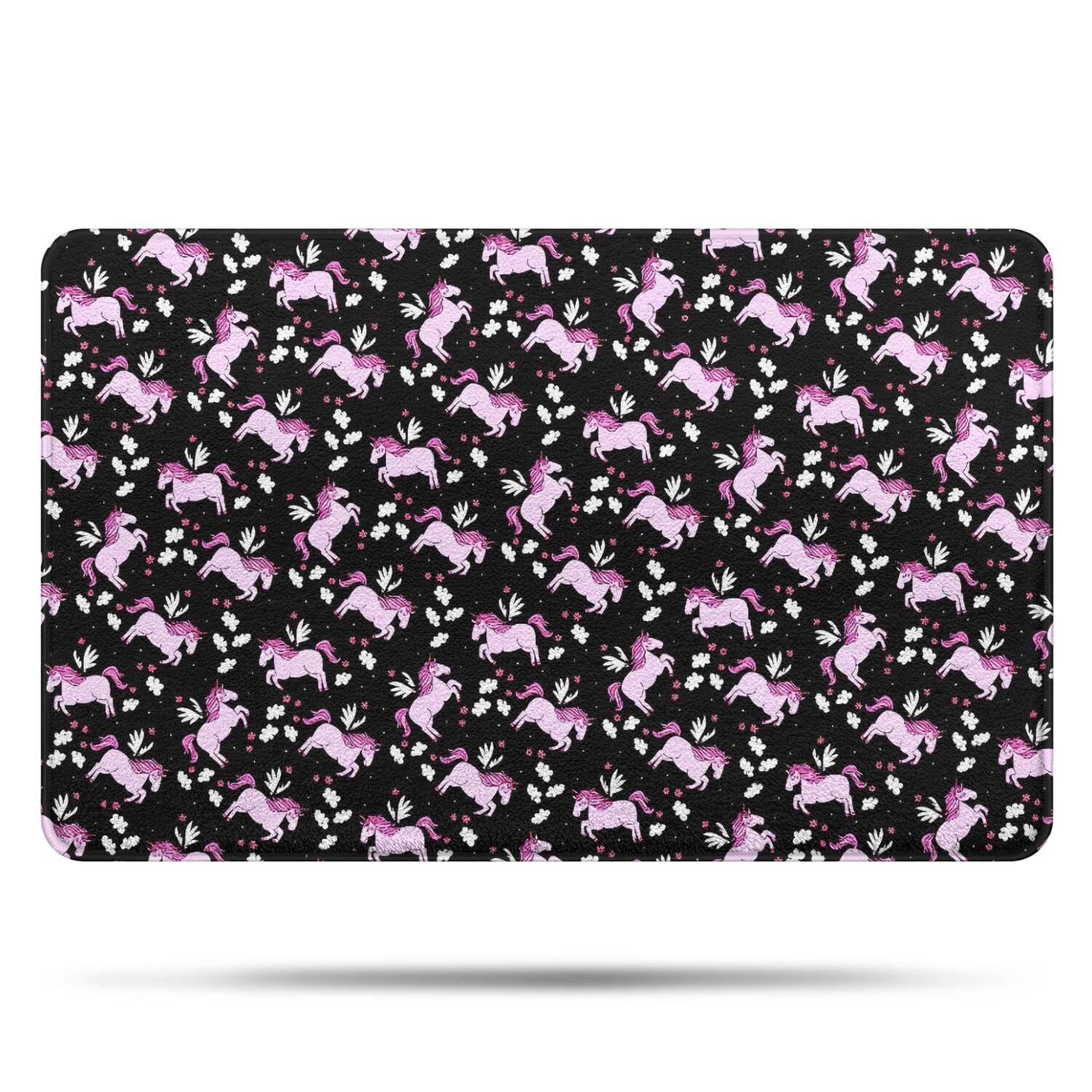 Black Pink Unicorn Pattern Bathroom Rugs Mat,Non Slip Microfiber ...