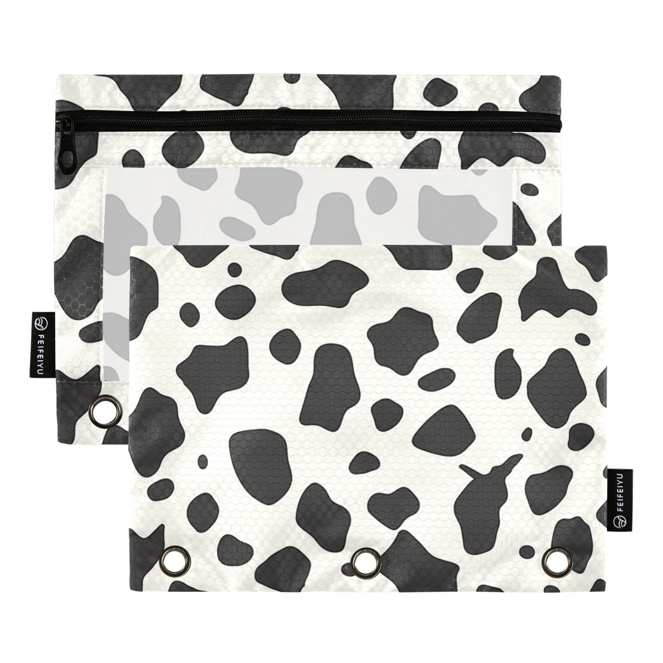 Black Pinkish Narrow Stripes Binder Pouches Zipper Pocket Document ...