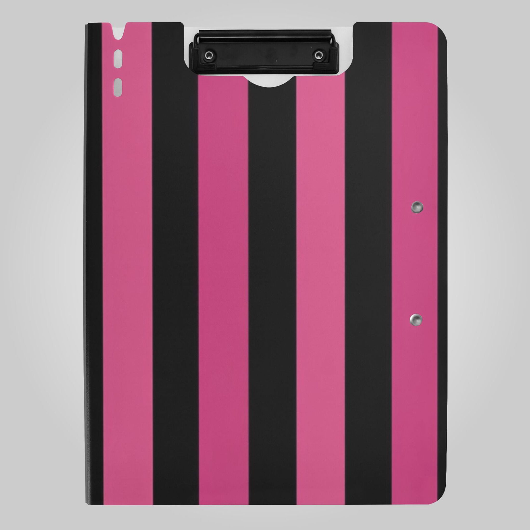 Black Pinkish Narrow Stripes Foldable Binder Folder Clipboard with Pen ...