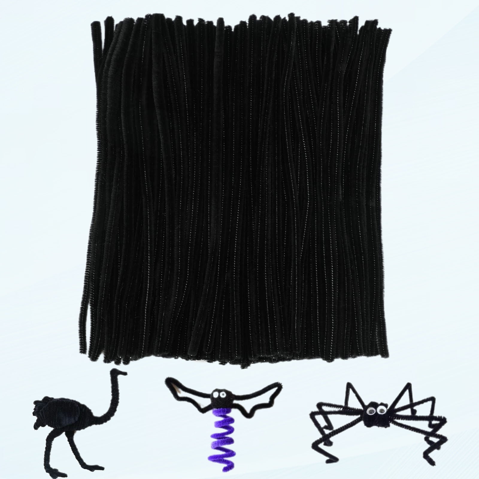 Black Pipe Cleaners for Crafts, 200PCS Long Craft Pipe Cleaners for ...