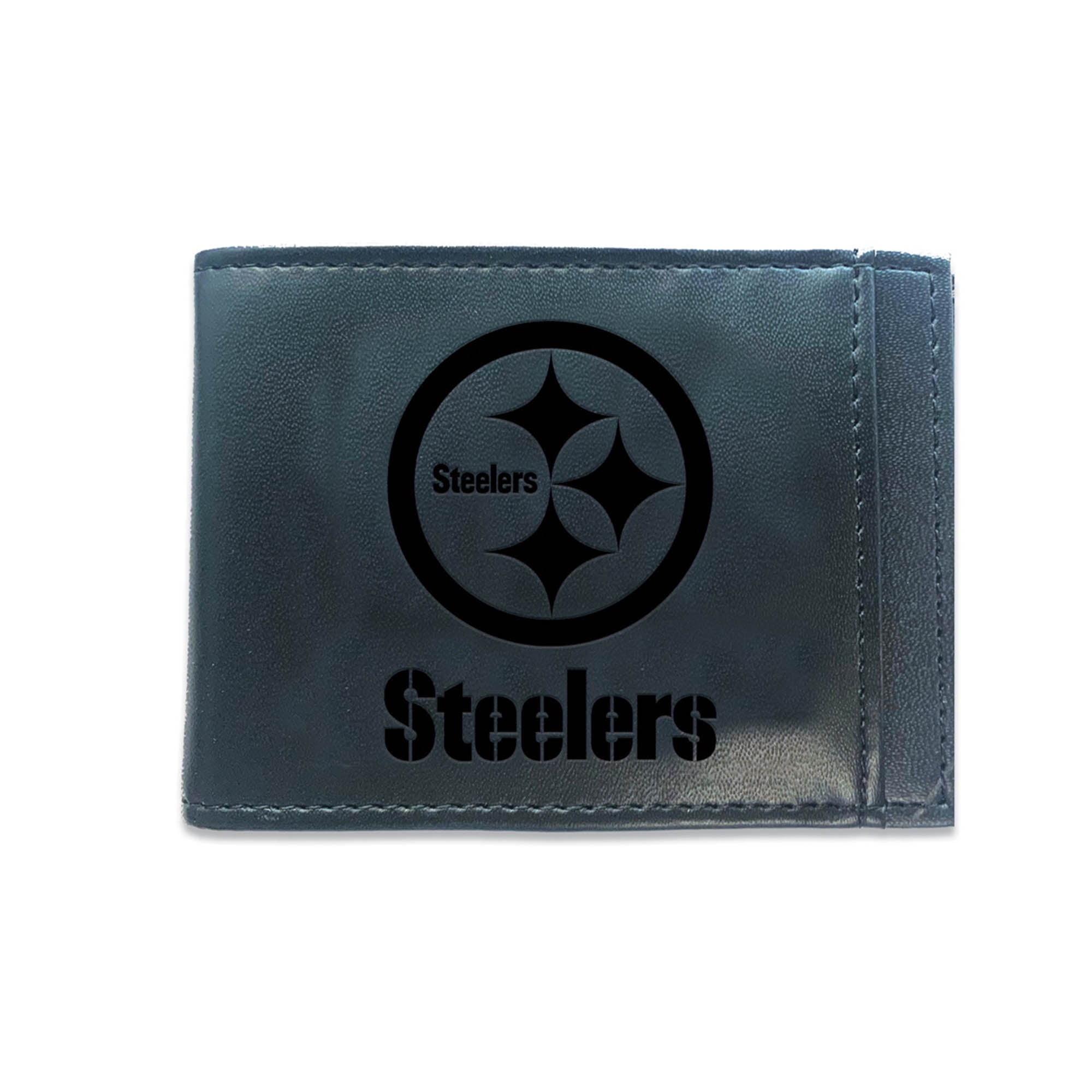 Black Pittsburgh Steelers Hybrid Leather Front Pocket Bi-Fold Wallet ...