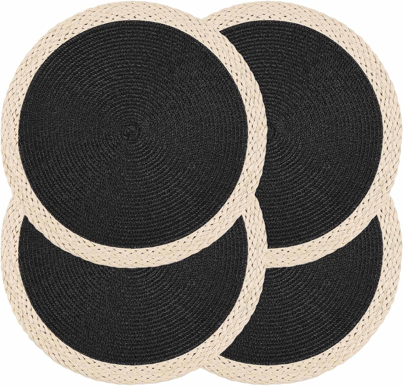 Black Placemats Set Of 4,Round Placemats,Black Table Mats,Heat ...