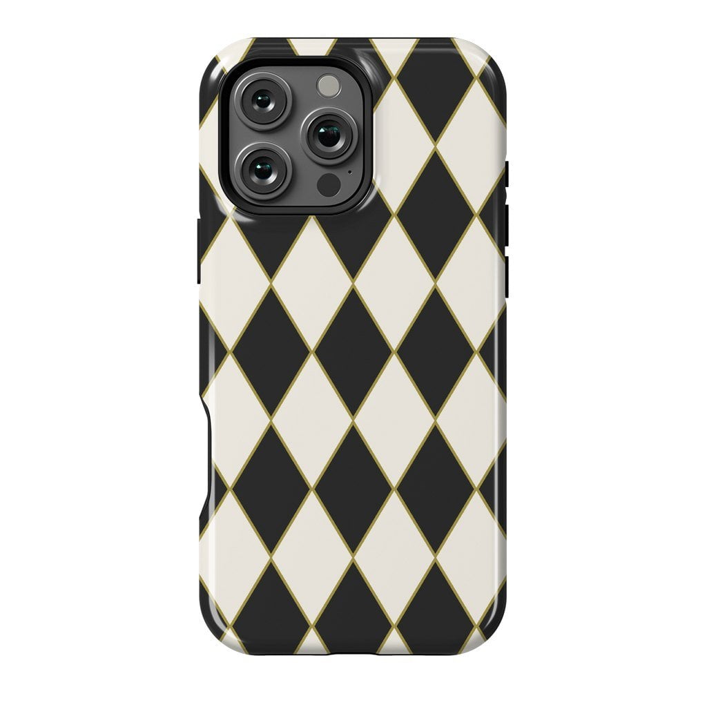 Black Plaid Check Phone Case Compatible with iPhone 11 to 16 Pro Max ...