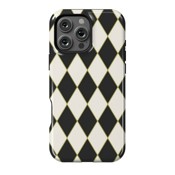 Black Plaid Check Phone Case Compatible with iPhone 11 to 16 Pro Max ...