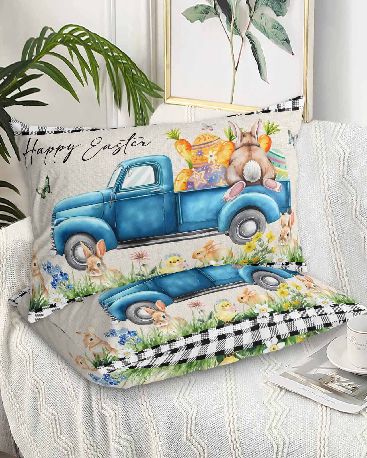 Black Plaid Easter Pillow Cases Standard Size Set of 2 - Microfiber Bed ...