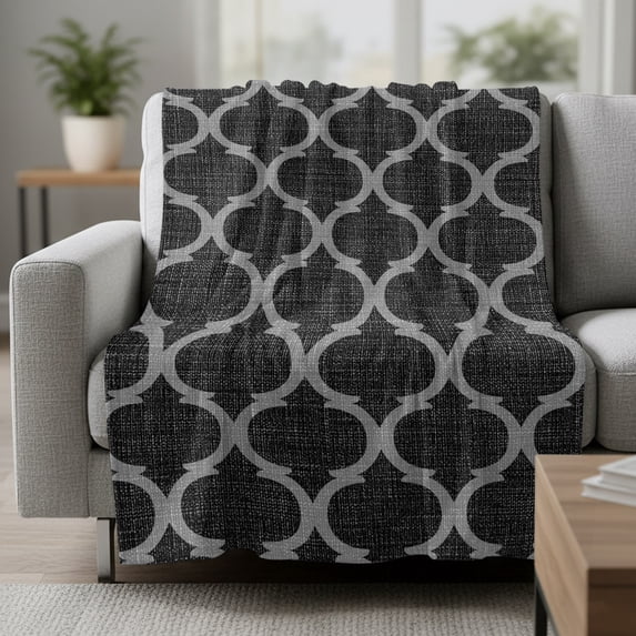 Black Plaid Fleece Throw Blanket Retro Country Moroccan National ...
