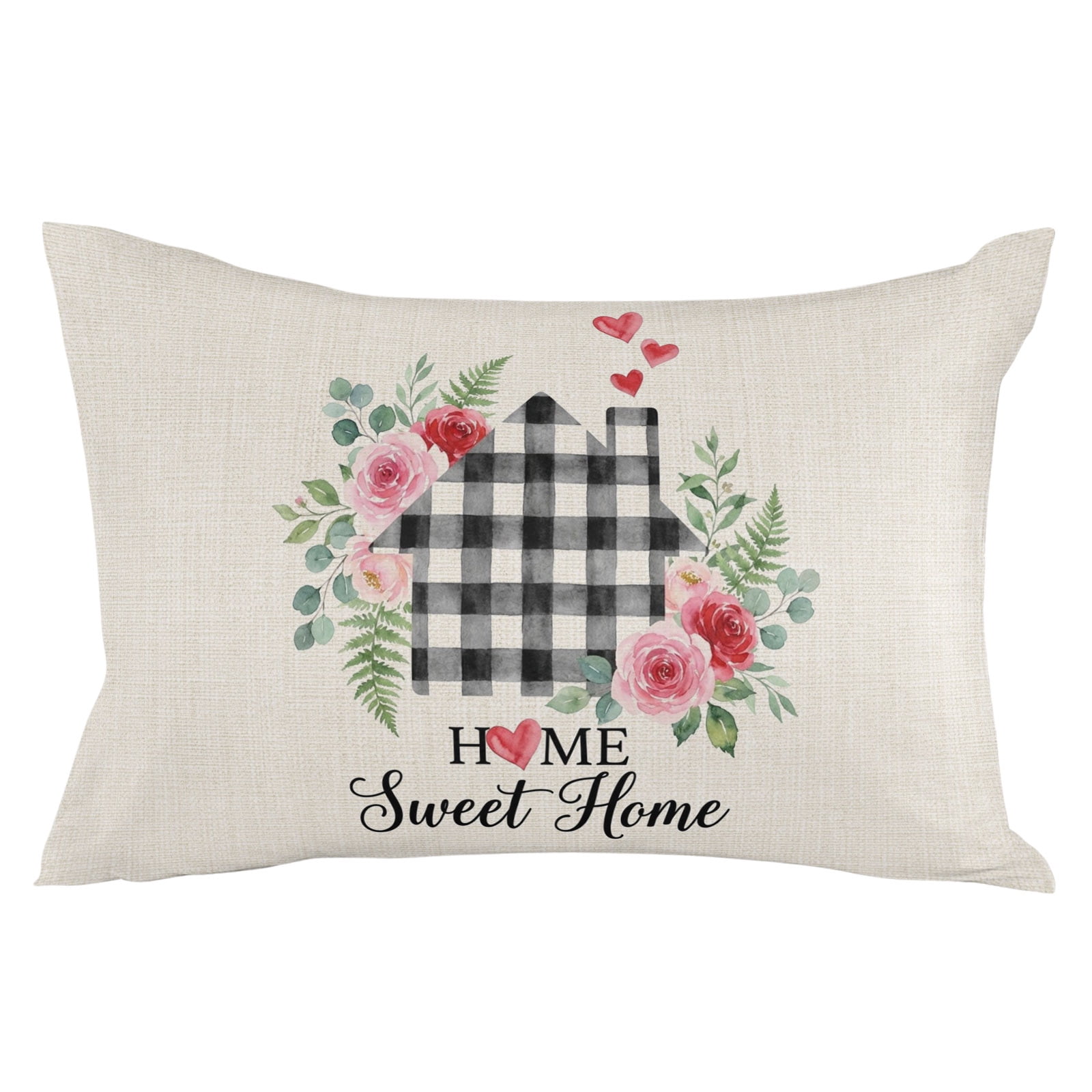Black Plaid Home Throw Pillow Cover 16 x 24 Inch Decorative Pillow ...