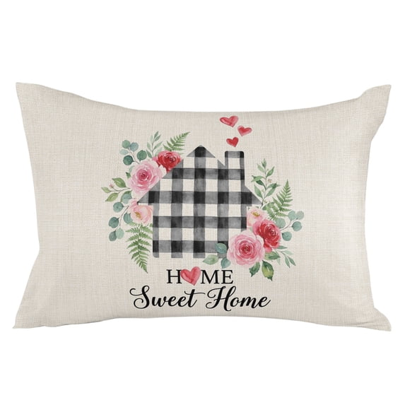 Black Plaid Home Throw Pillow Cover 16 x 24 Inch Decorative Pillow ...