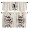 Black Plaid House Kitchen Curtains Set for Windows, Home Sweet Home ...