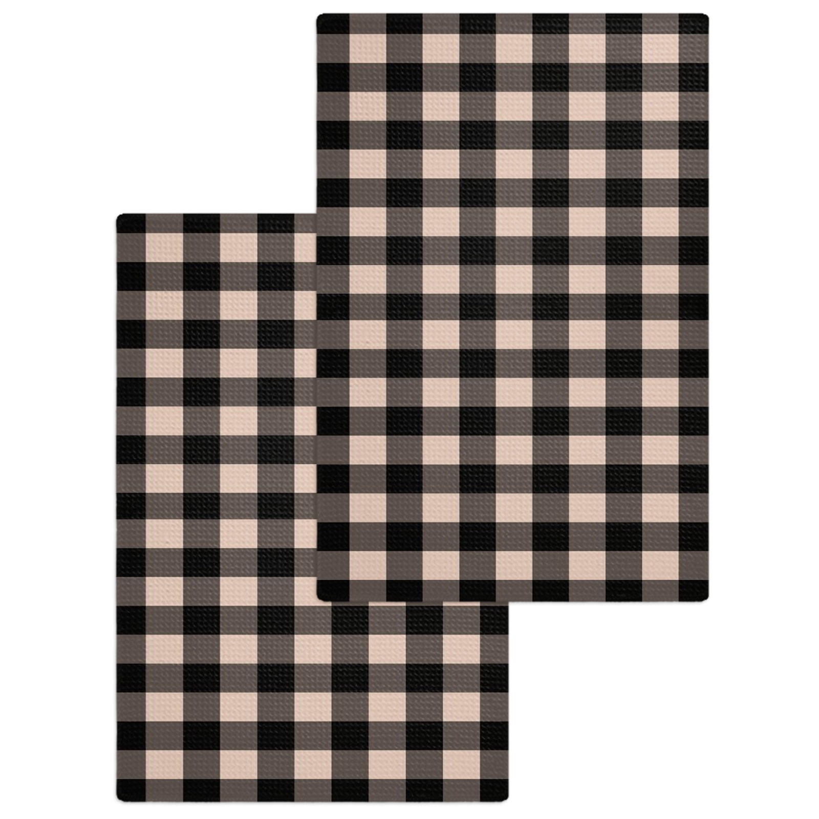 Black Plaid Kitchen Dish Towels for Drying Dishes Set of 2, Vintage ...
