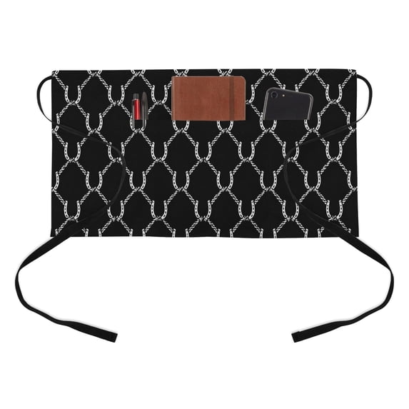 Black Plaid Kitchen Restaurant Half Waist Apron, Modern Abstract ...