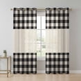 Black Plaid Sheer Curtains 84 Inch Long 2 Panels, Retro Country Black ...