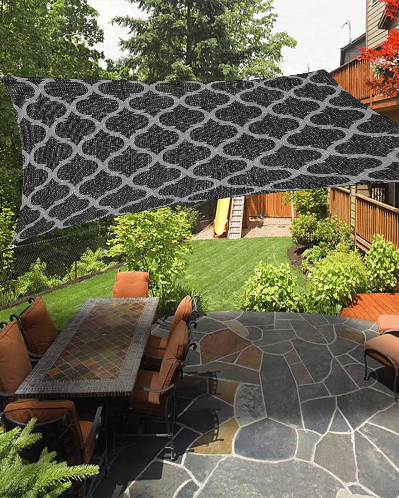 Black Plaid Sun Shade Sail 12'X16' Retro Country Moroccan National ...