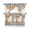 Black Plaid Thanksgiving Kitchen Curtain and Valance Set 3 Pieces, Rod ...