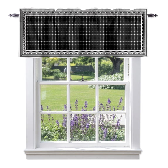 Black Plaid Valances for Windows, Country Rustic Farmhouse Geometric ...