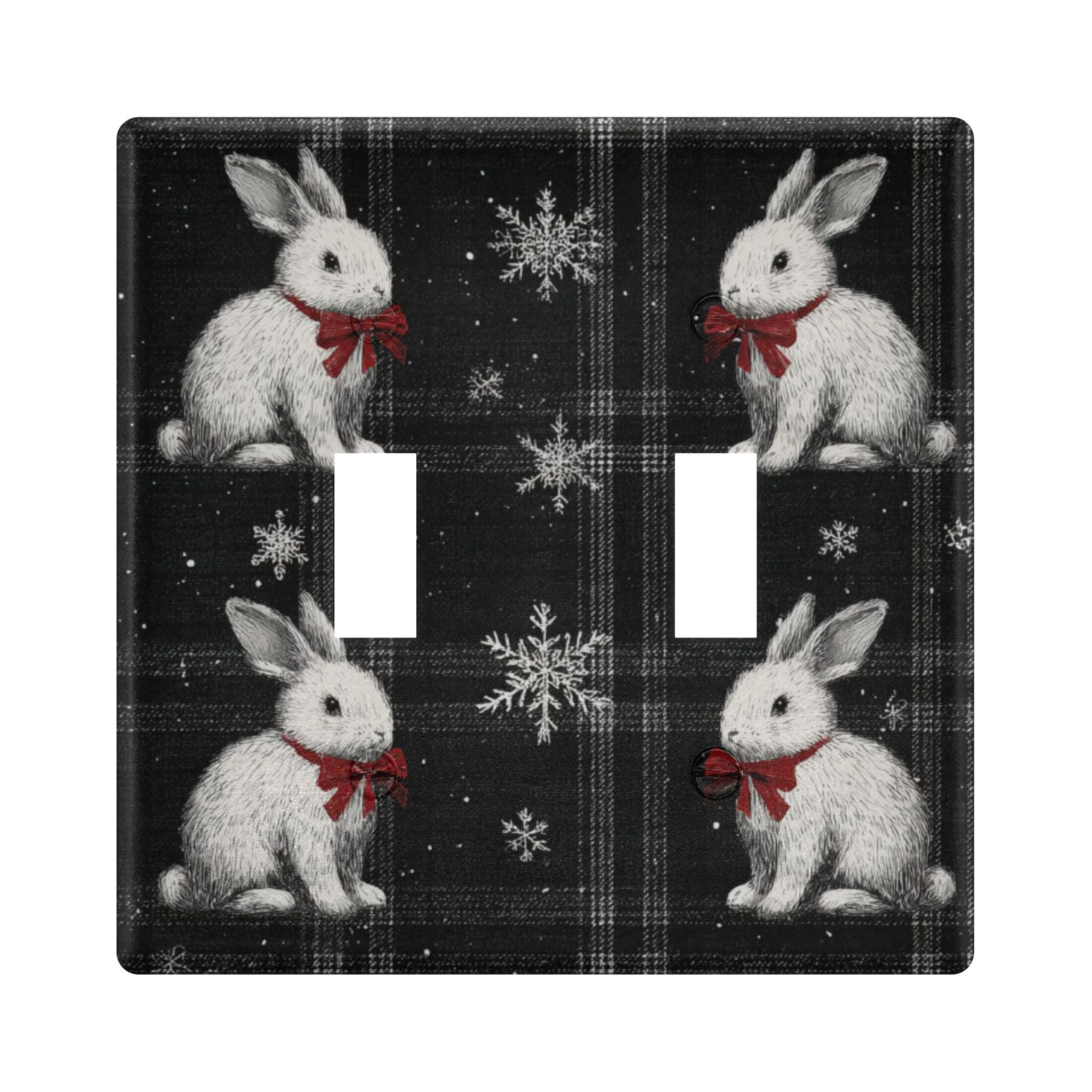 Black Plaids Christmas Rabbit with Red Bows Light Switch Cover ...