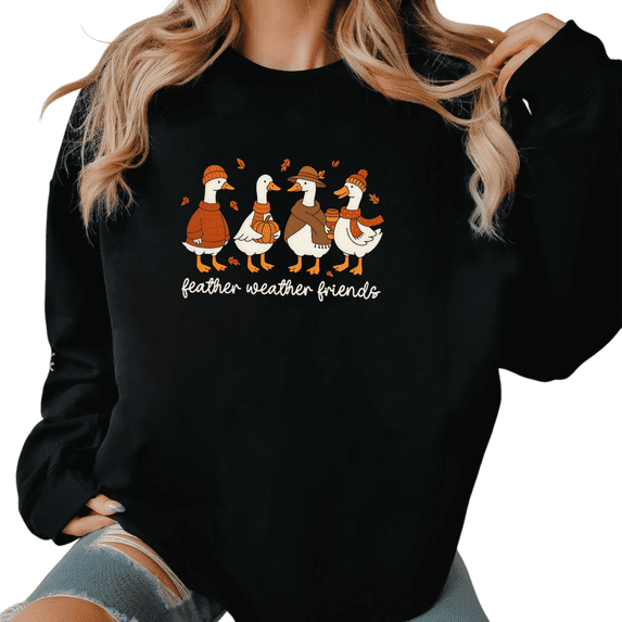 Black Plain Print Sweatshirt Graphic Sweatshirt S-3XL Fall Friendship ...