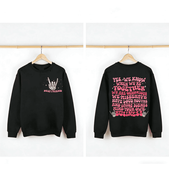 Black Plain Print Sweatshirt Graphic Sweatshirt S-3XL Skeleton Best ...