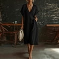 Black Plain for Women Fall Summer Short Sleeve Vneck Lace Faux Gauze ...