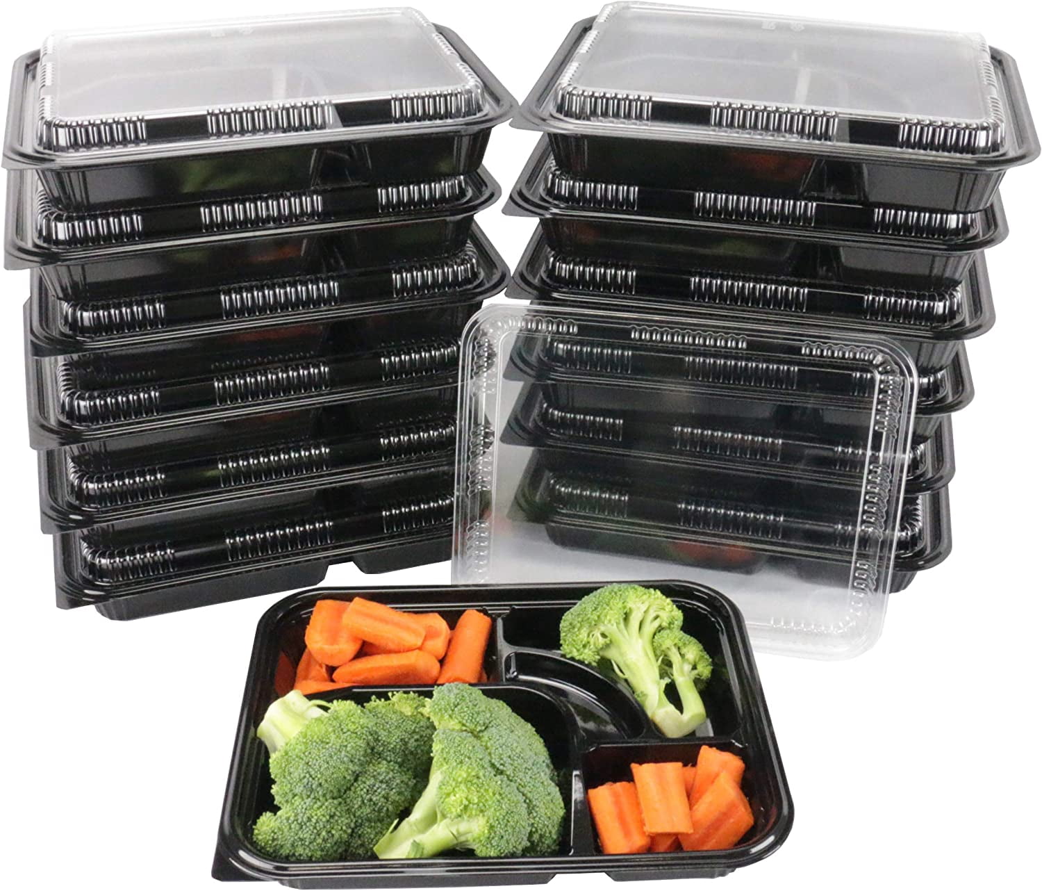 Black Plastic 5 Compartment Japanese Bento Box Food Container With ...