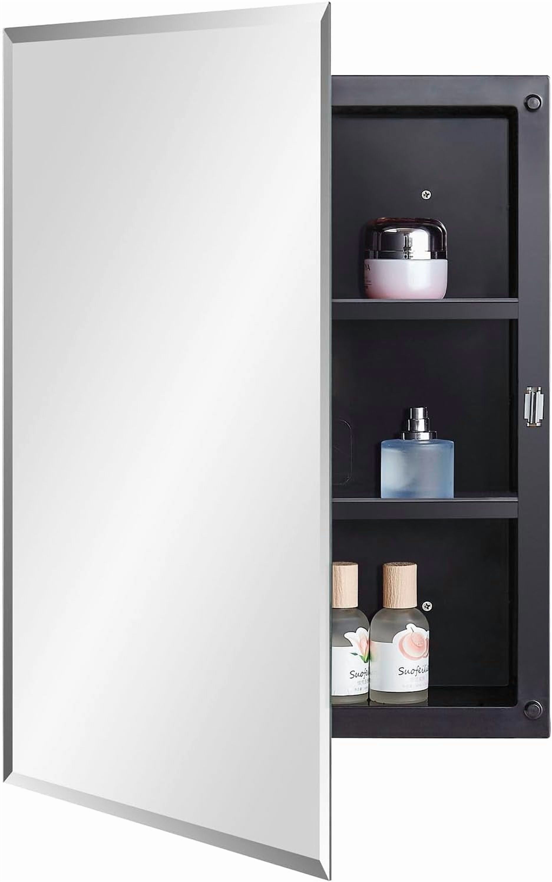 Black Plastic Bathroom Mirror Cabinet 16 x 22 inch, Surface and ...
