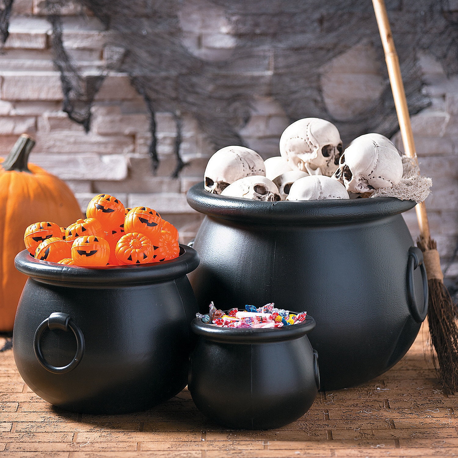 Black Plastic Cauldrons (Set Of 3) - Home Decor - 3 Pieces - Walmart.com