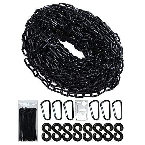 Black Plastic Chain - 65 32 50 Feet Plastic Safety Barrier Chain for ...