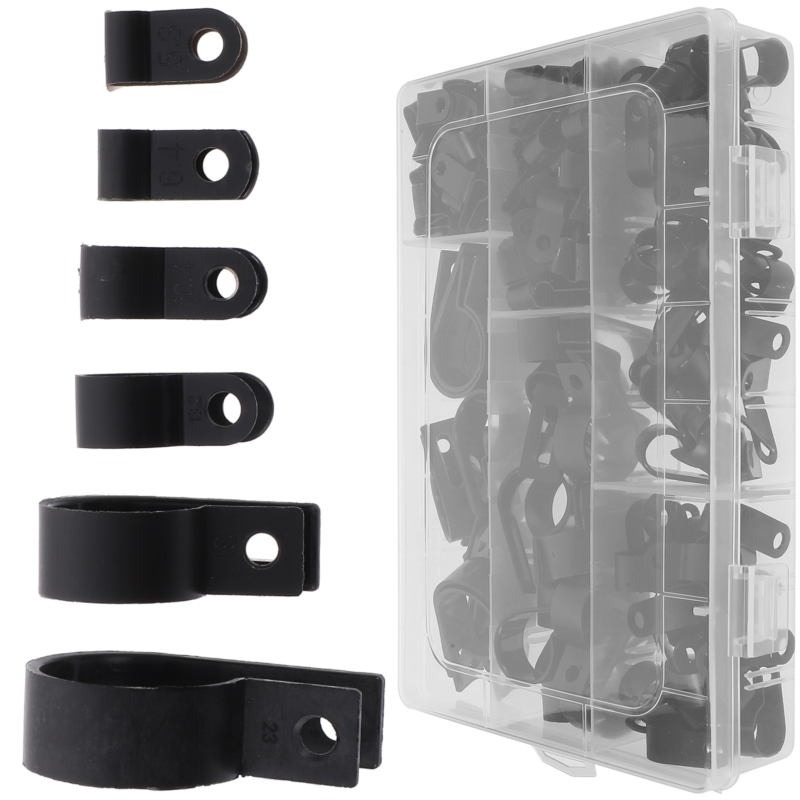 CIMAXIC Wire Fixing Black Plastic R-Clips for Cables and Wires 200pcs ...