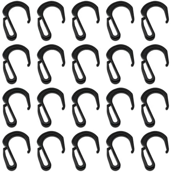 Black Plastic Elastic Cord Hook Net Hooks Bungee Hooks Plastic S Hook ...