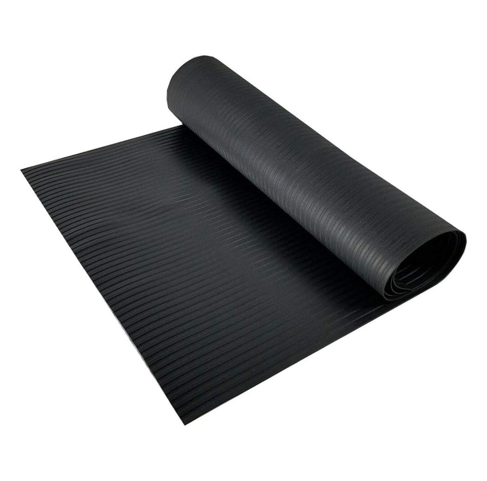 Black Plastic Floor Runner - Embossed Wide Rib Waterproof Vinyl, Non ...
