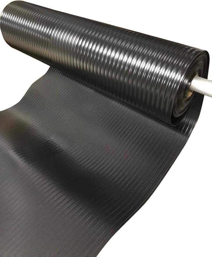 Black Plastic Floor Runner/Protector, Corrugated Rubber Floor Mat - 27 ...