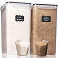 Black Plastic Food Storage Canisters, 2 Pack 9.5L, For Flour Sugar Rice ...