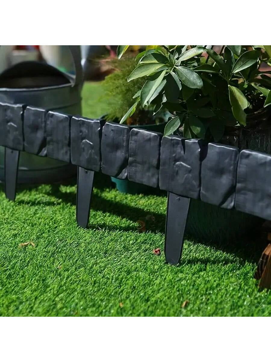 Black Plastic Garden Border Fence – Stone-Texture Landscape Edging for ...