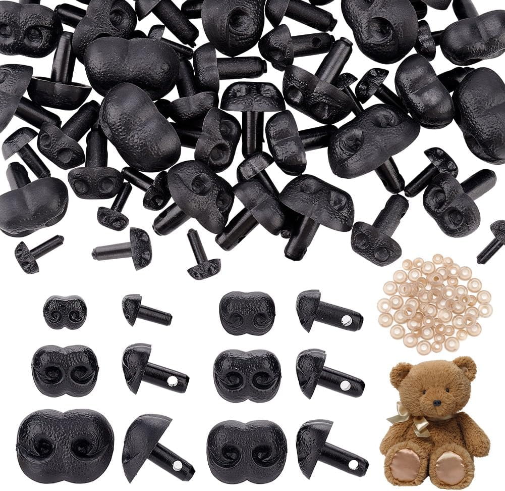 Black Plastic Noses 60 Pcs 6 Sizes Plastic Safety Noses Craft Nose ...