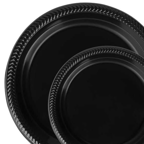 Black Plastic Plates - [100 Count] Disposable Plastic Plates, Microwave ...