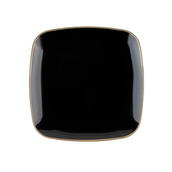 Black Plastic Plates with Gold Rim, Elegant Disposable Dinnerware for ...