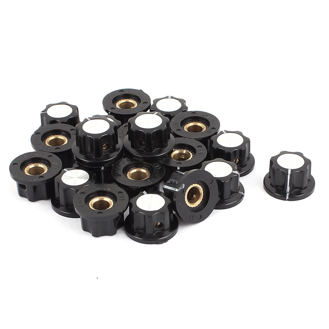 Black Plastic Ribbed Grip 6mm Shaft Potentiometer Control Rotary Knob ...