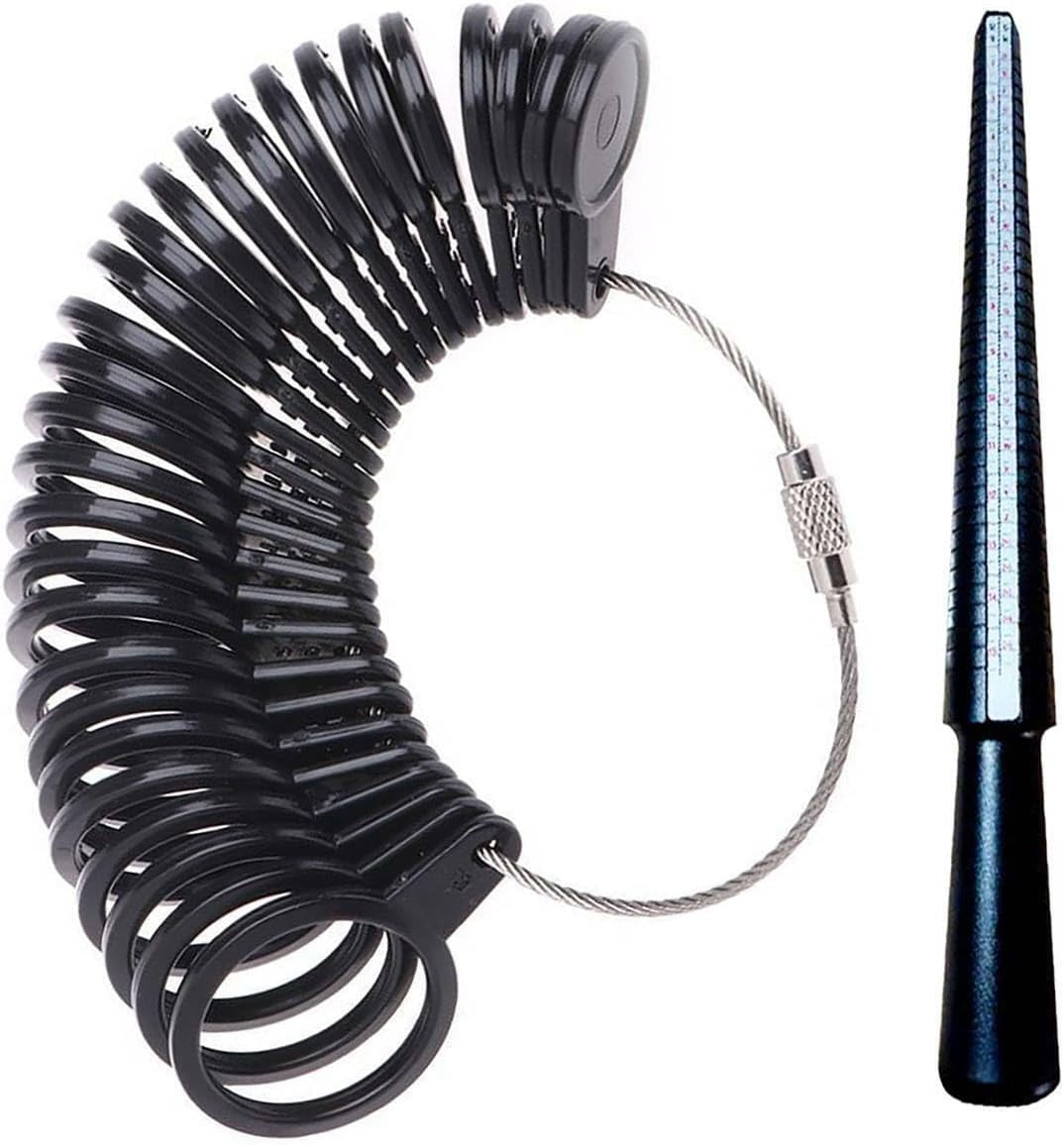 Black Plastic Ring Sizer Gauge Set Ring Mandrel Measuring Stick Jewelry ...