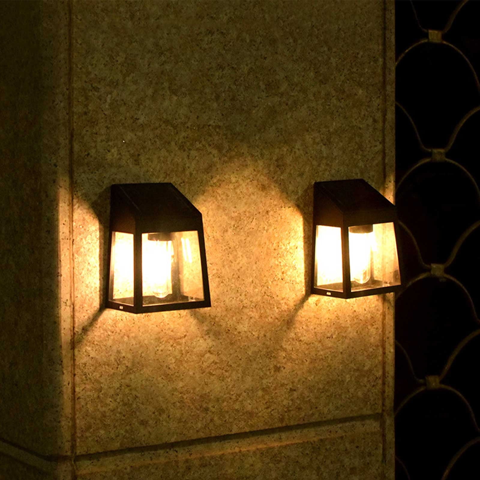 Black Plastic Solar Wall Lights 2-Pack, IP65 Waterproof, Up and Down ...