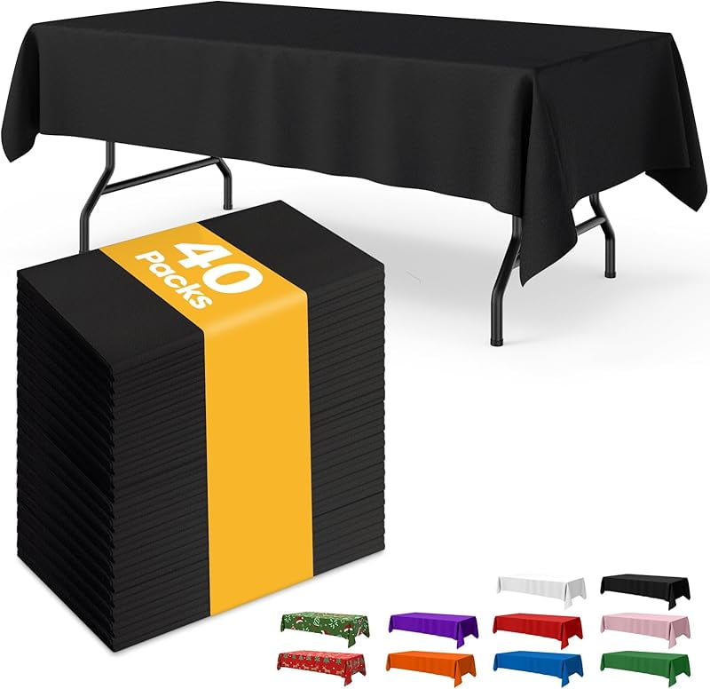 Black Plastic Table Cloth Rectangle Table 15 Pack, 54''×108 ...