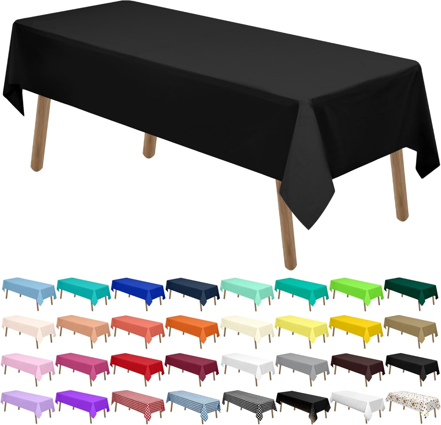 Black Plastic Tablecloths 2 Pack Disposable Table Covers 54 x 108 Inch ...