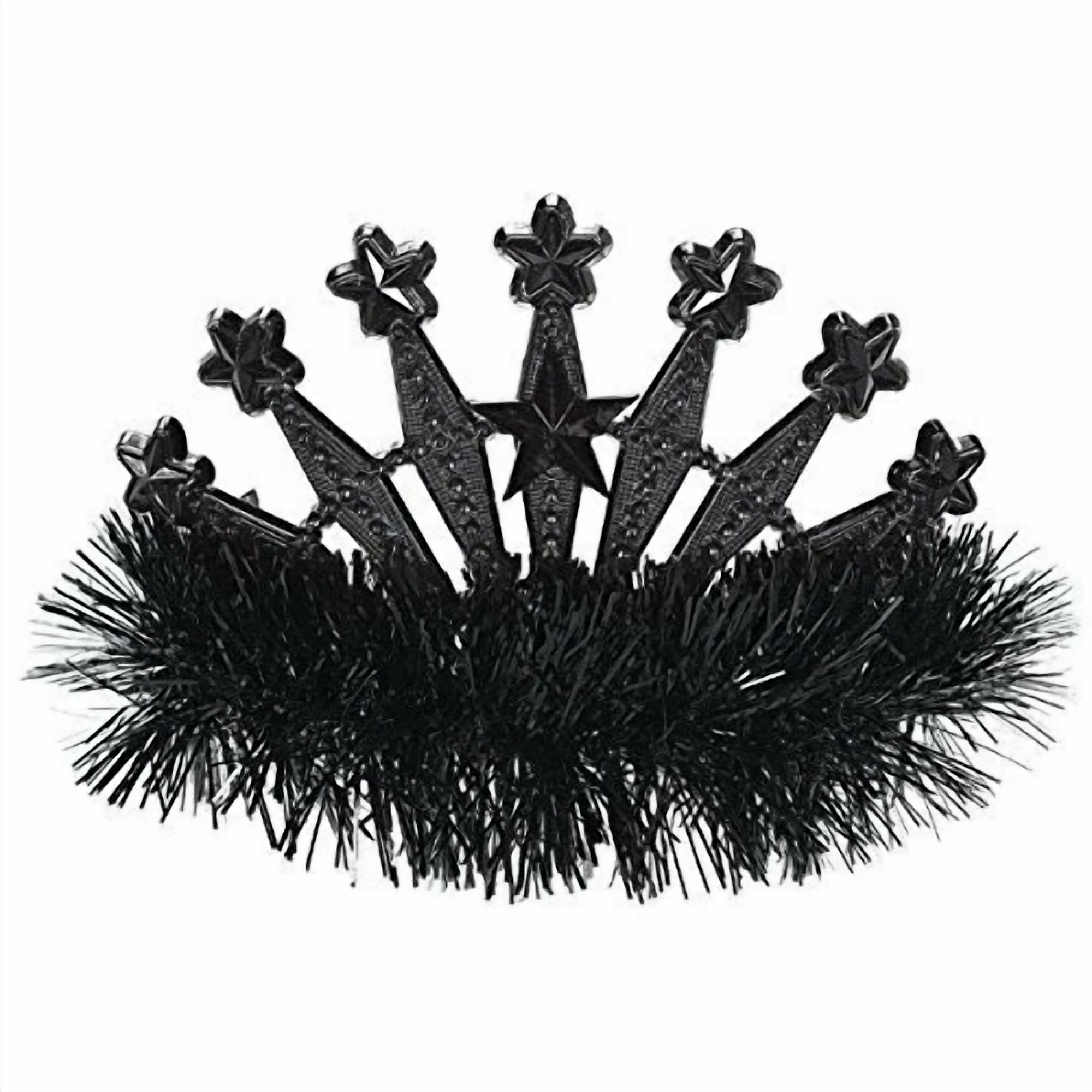 Black Plastic Tinsel Fringed Tiara With Star Gem Accents - Walmart.com